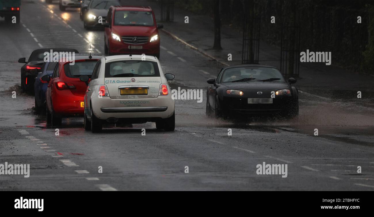Belfast, Northern Ireland, UK. 07th Dec 2023. UK weather - heavy rain ...