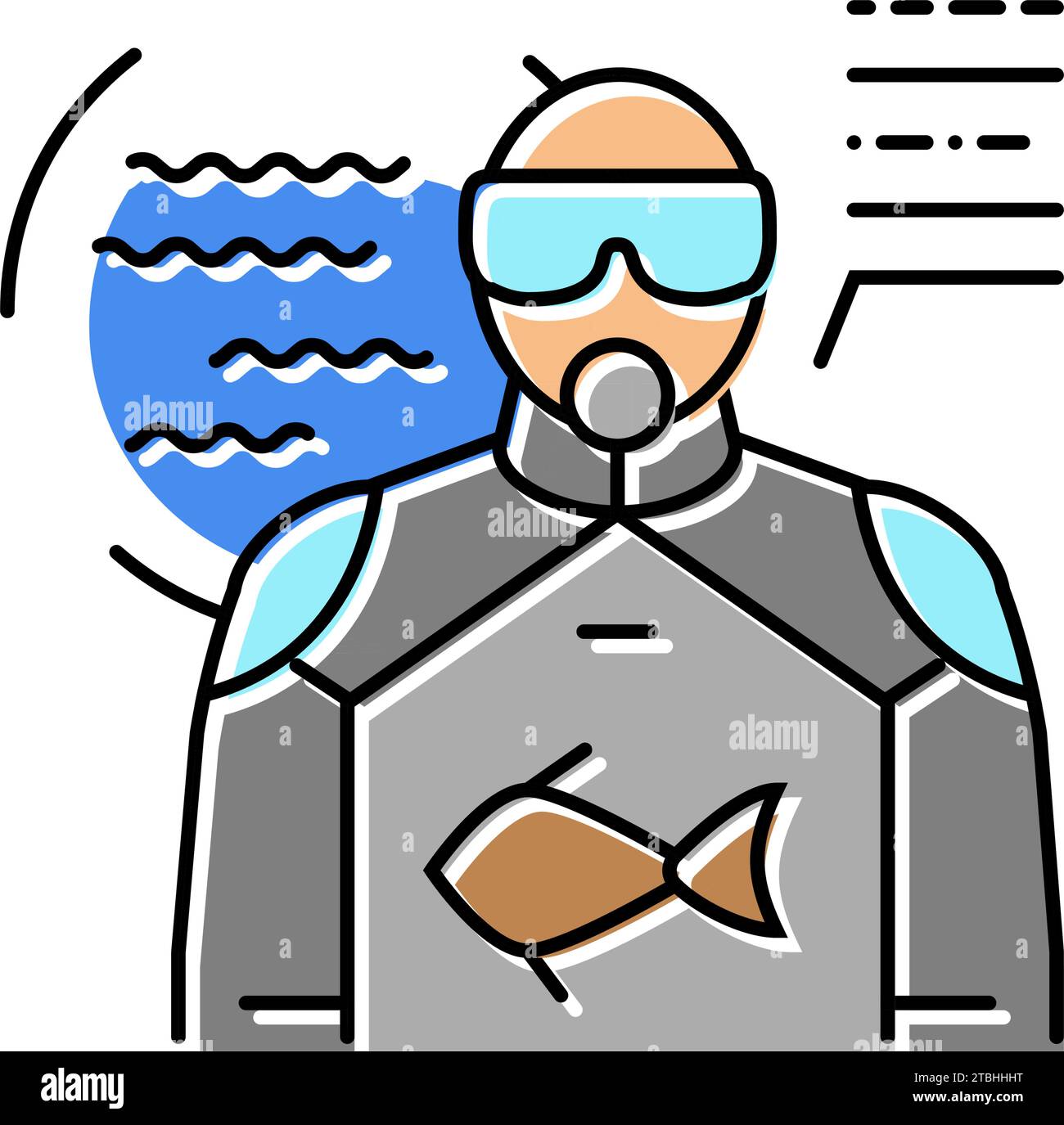 marine biologist worker color icon vector illustration Stock Vector ...