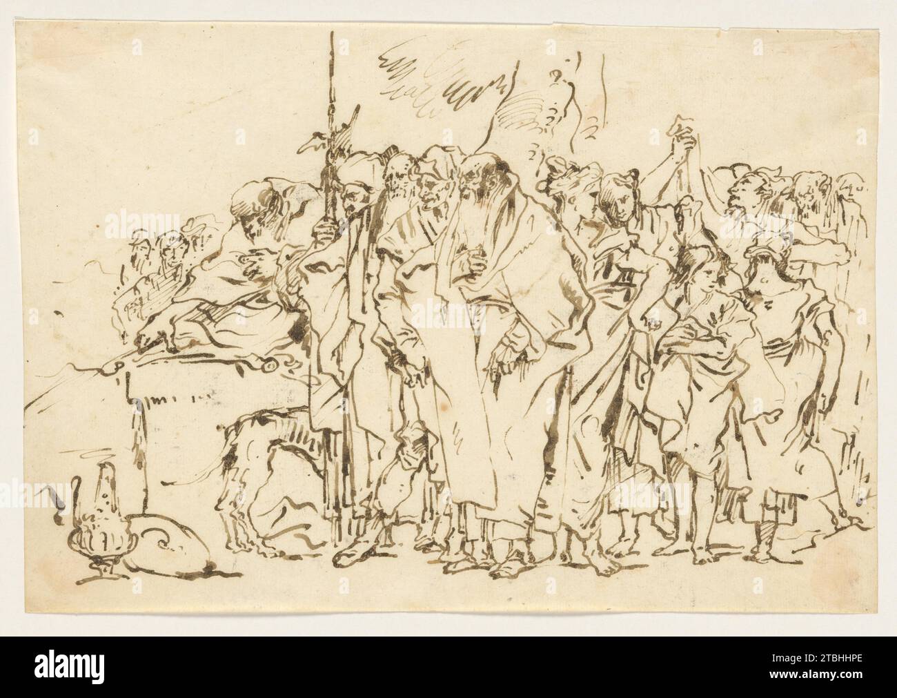 A Crowd of Persons in Antique Roman or Oriental Dress, Gathering at a ...