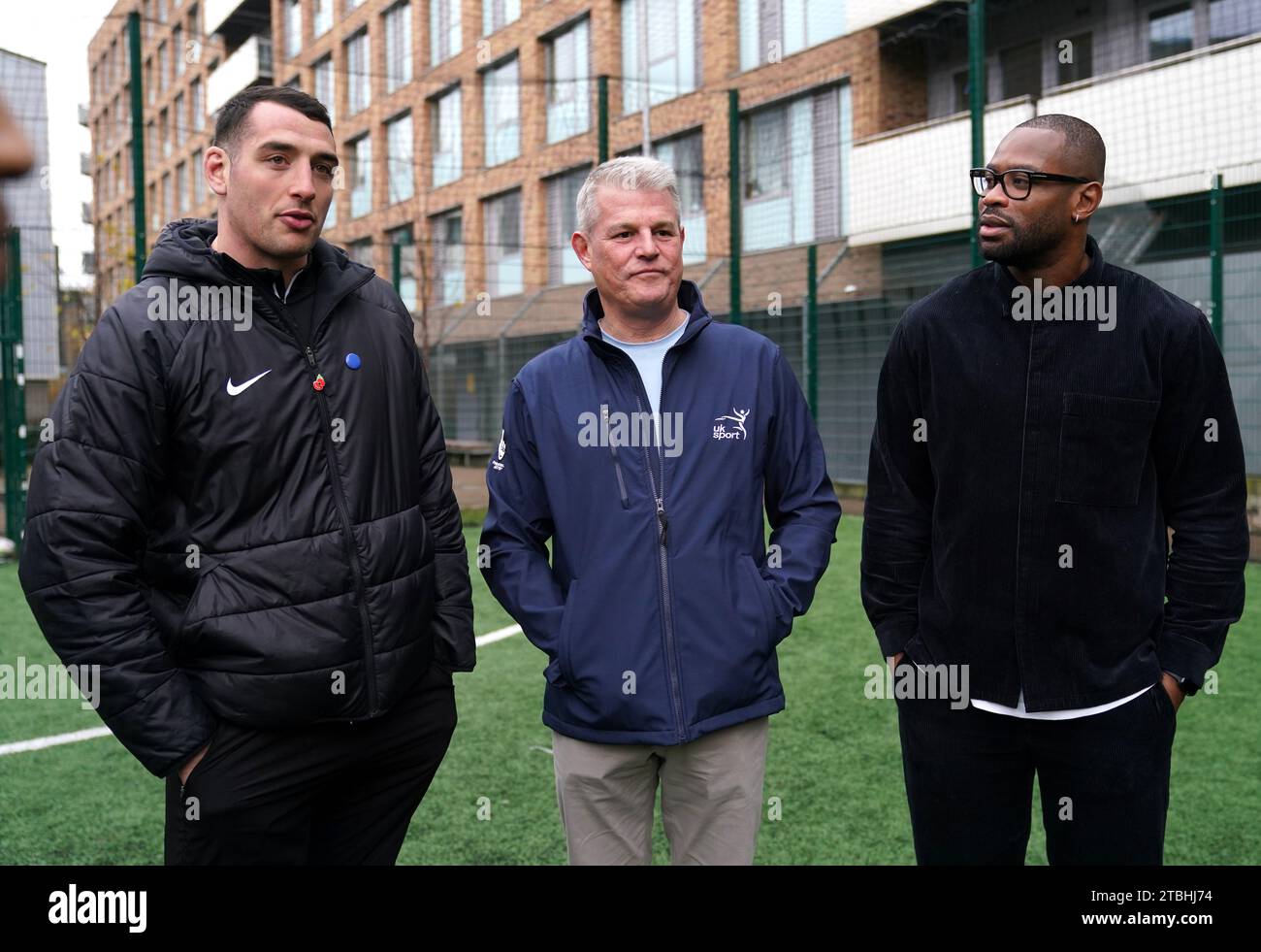 Coach Dominic McGeekie, sports minister Stuart Andrew and former ...