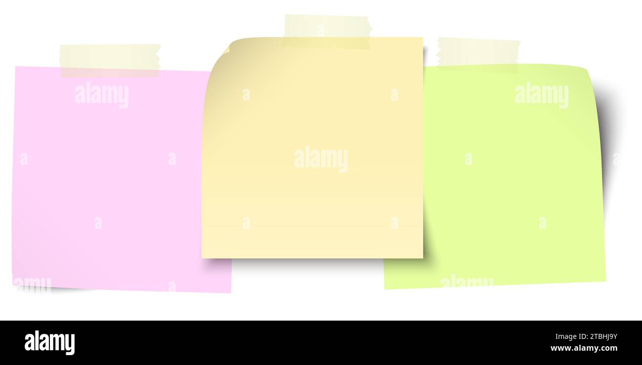 eps vector illustration with business little sticky notes in a row with ...