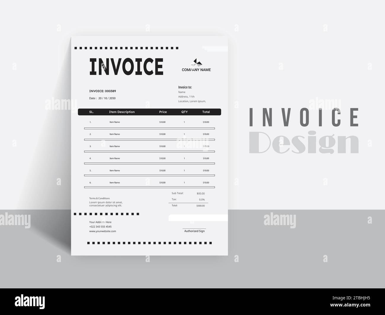 Invoice Design. Business invoice form template. Invoicing quotes, money ...