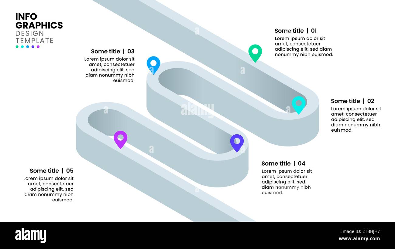Infographic template with 5 options or steps. Isometric path. Can be ...
