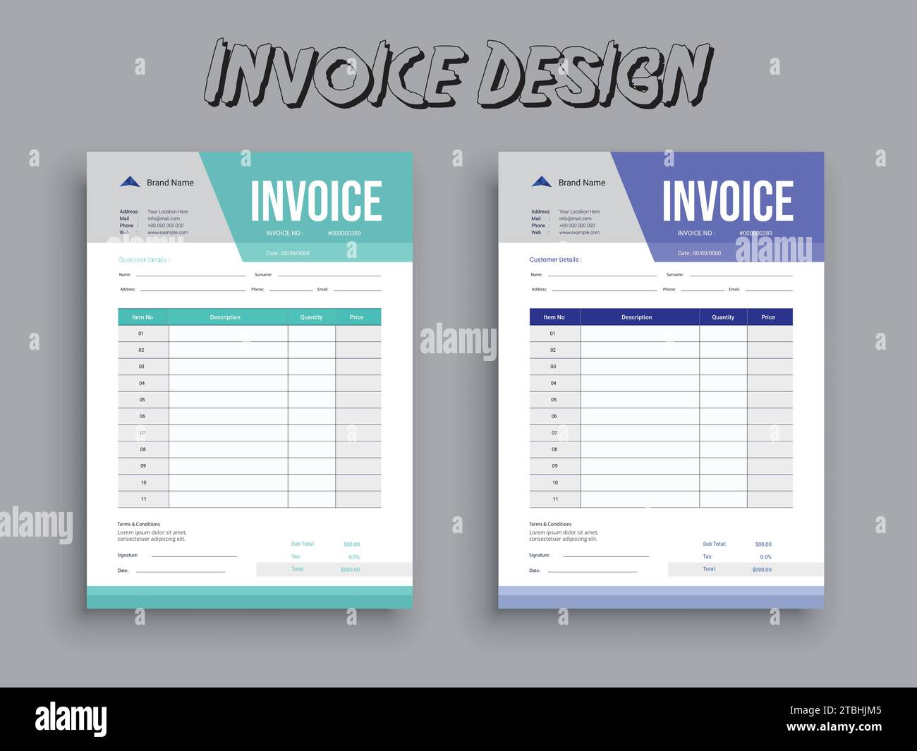 Invoice Design. Business invoice form template. Invoicing quotes, money ...