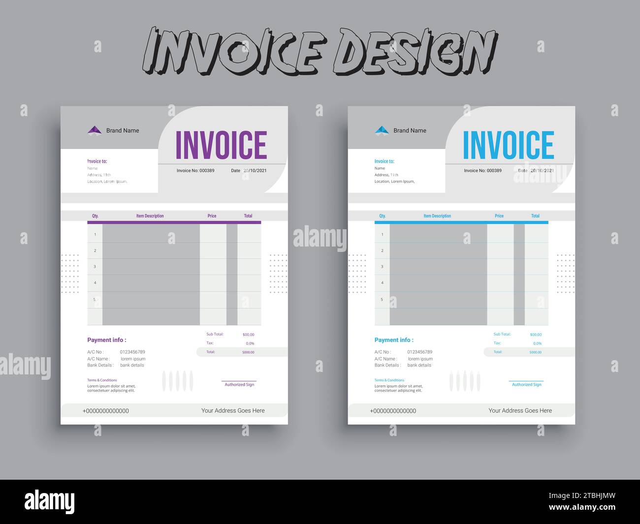 Invoice Design. Business invoice form template. Invoicing quotes, money ...