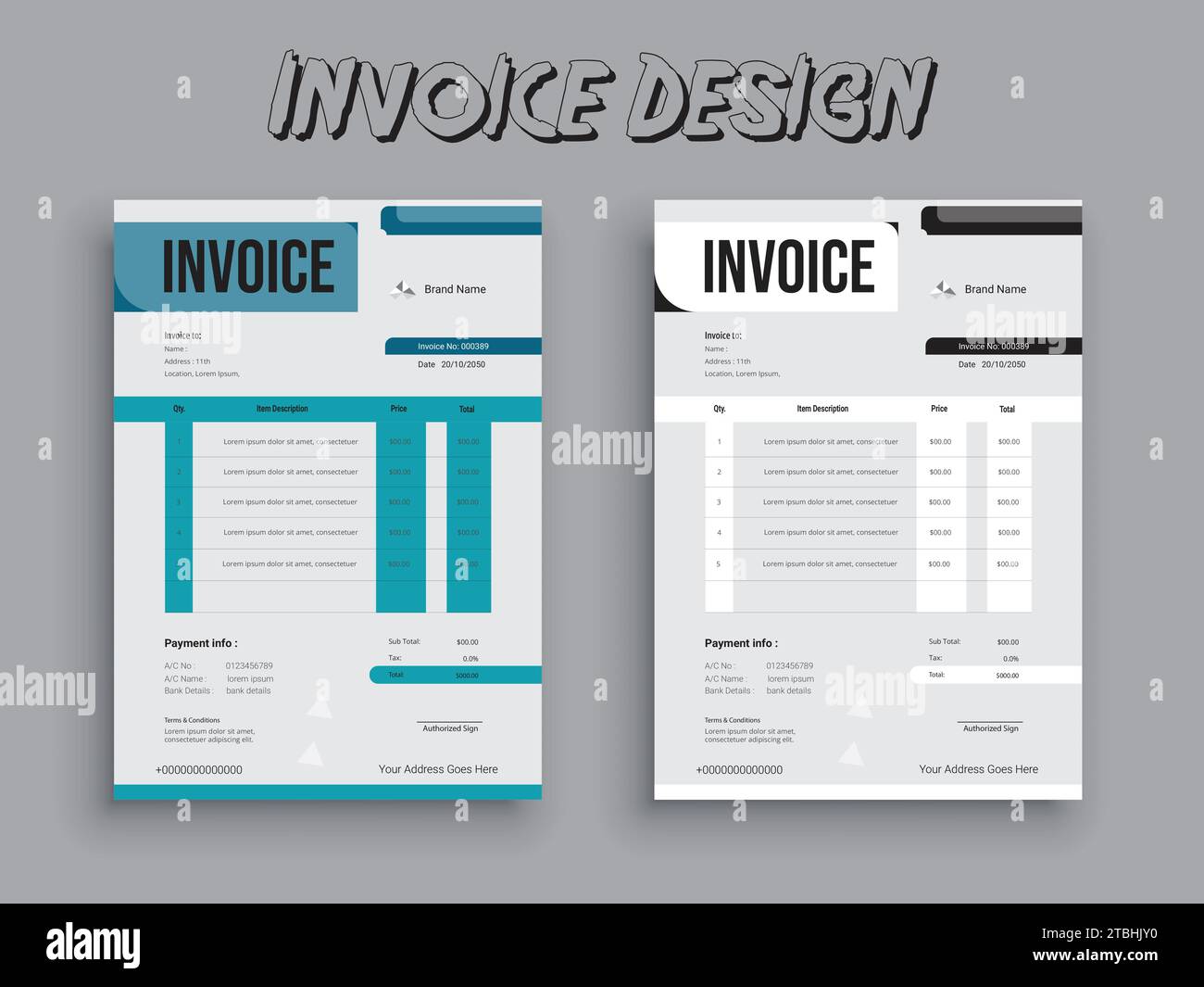 Invoice Design. Business invoice form template. Invoicing quotes, money ...