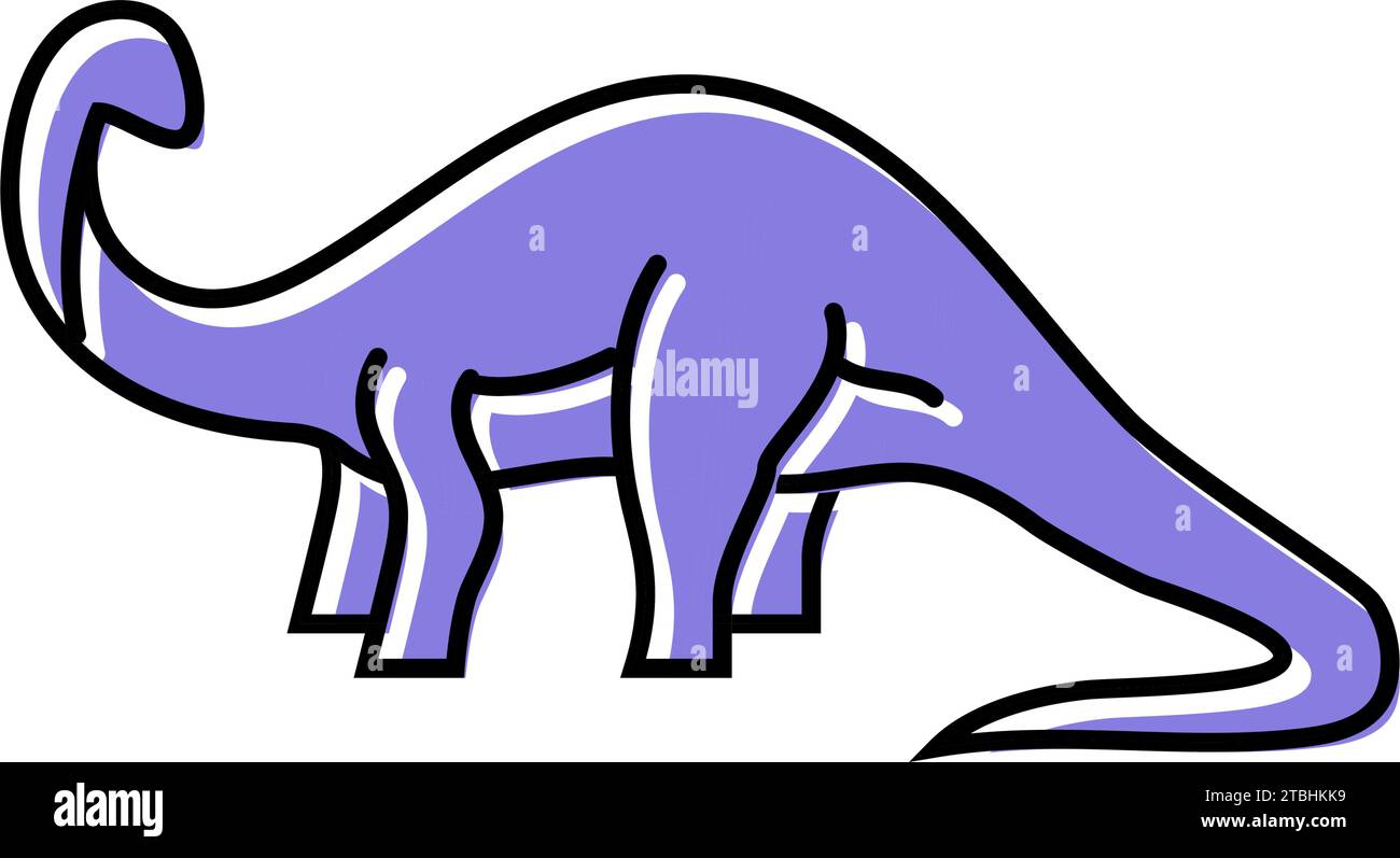 diplodocus dinosaur animal color icon vector illustration Stock Vector ...