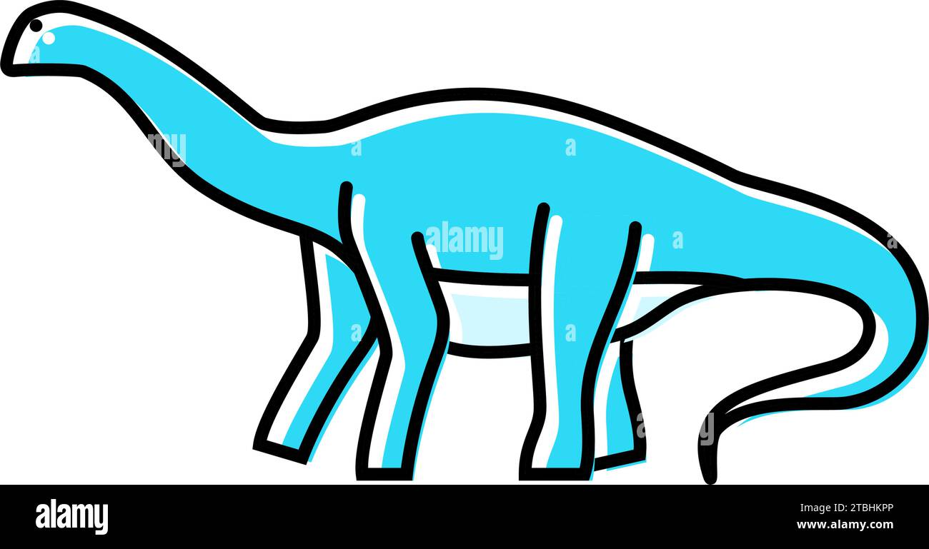 brontosaurus dinosaur animal color icon vector illustration Stock ...