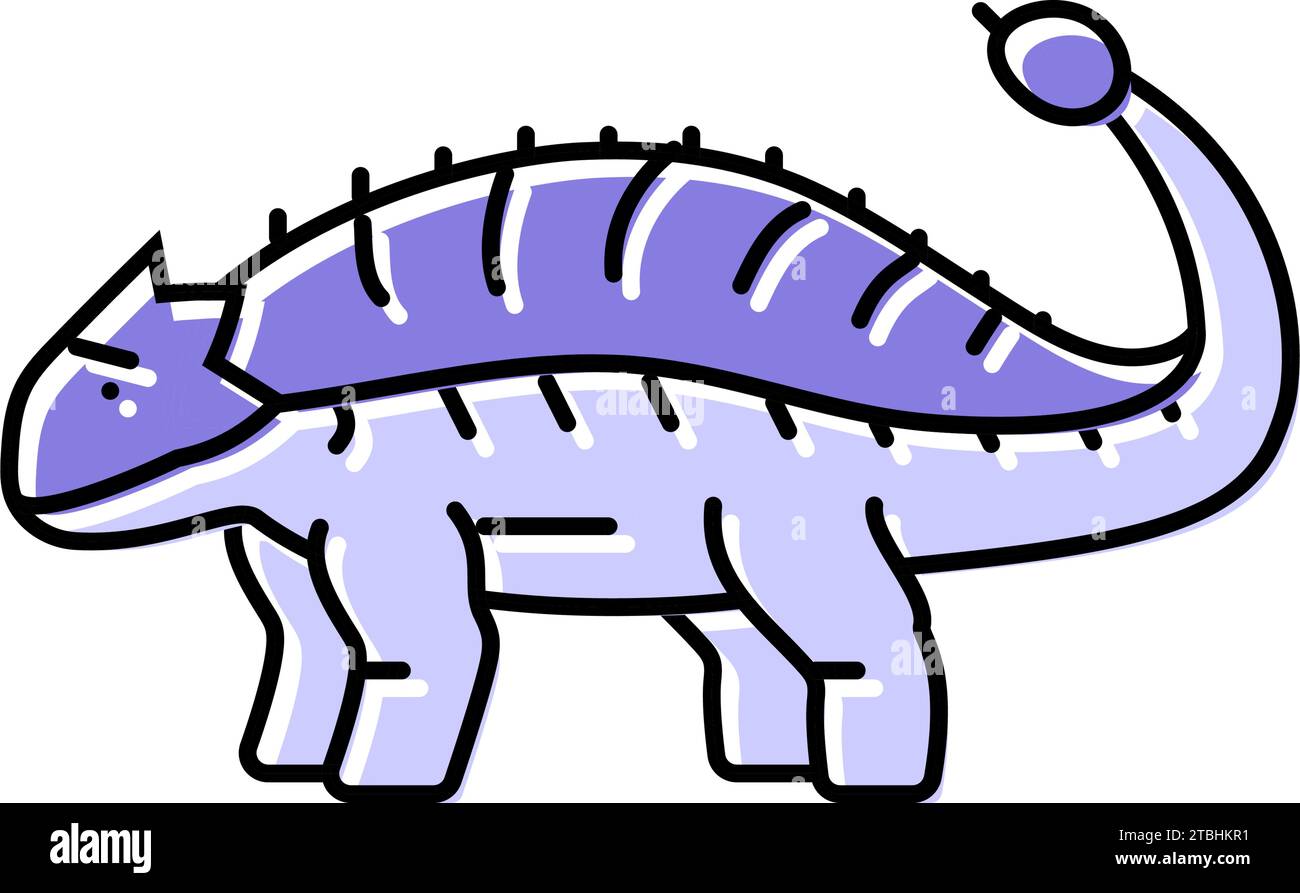 ankylosaurus dinosaur animal color icon vector illustration Stock ...