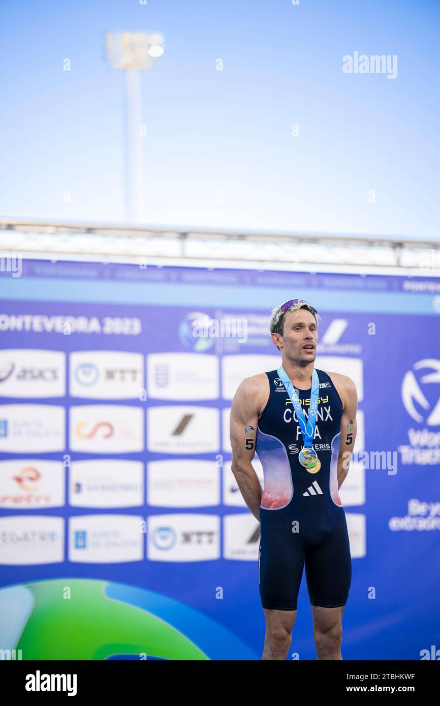 Dorian Coninx at the award ceremony as winner in Pontevedra in the 2023 ...