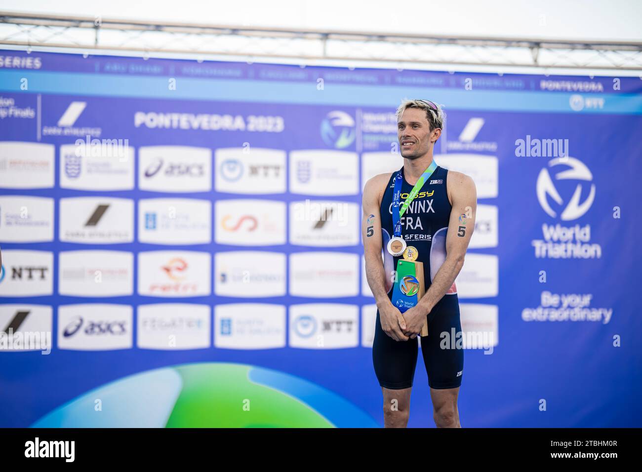 Dorian Coninx at the award ceremony as winner in Pontevedra in the 2023 ...