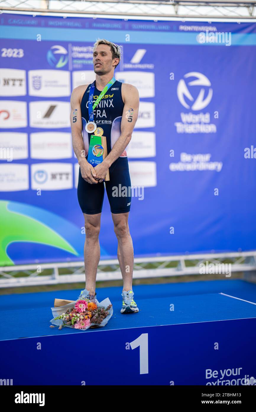 Dorian Coninx at the award ceremony as winner in Pontevedra in the 2023 ...