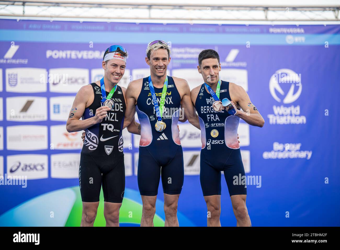 Dorian Coninx,Tim Hellwig,Léo Bergere at the award ceremony as winner ...