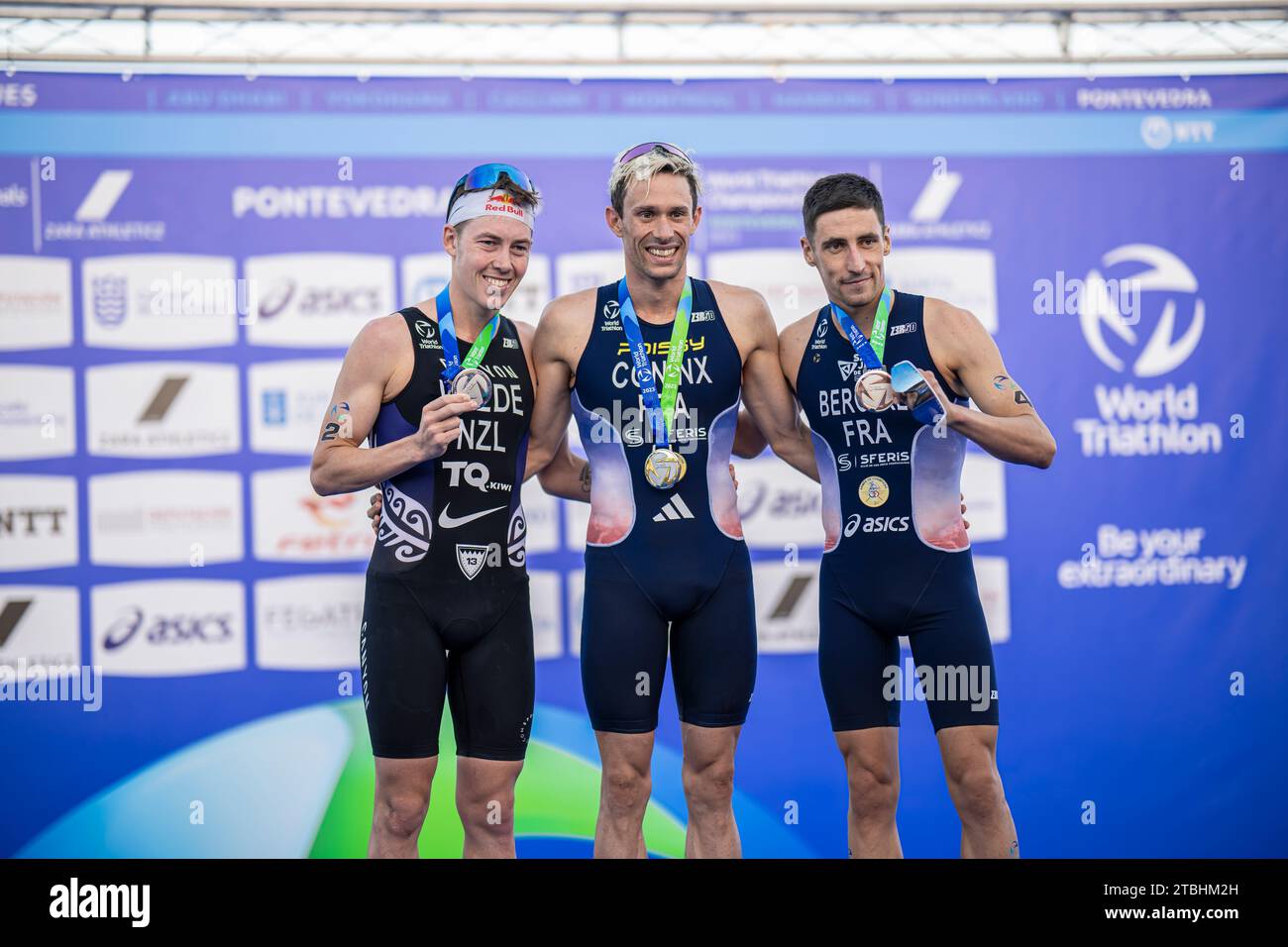 Dorian Coninx,Tim Hellwig,Léo Bergere at the award ceremony as winner ...