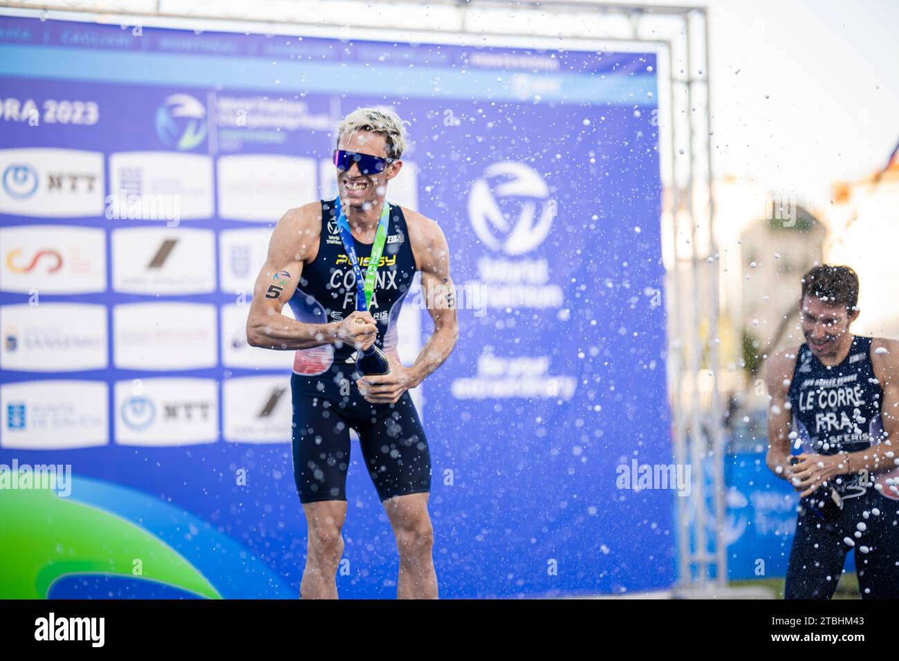 Dorian Coninx at the award ceremony as winner in Pontevedra in the 2023 ...