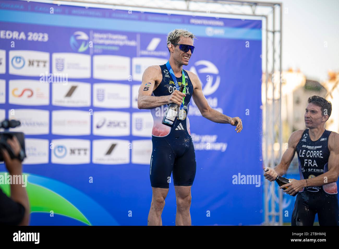 Dorian Coninx at the award ceremony as winner in Pontevedra in the 2023 ...