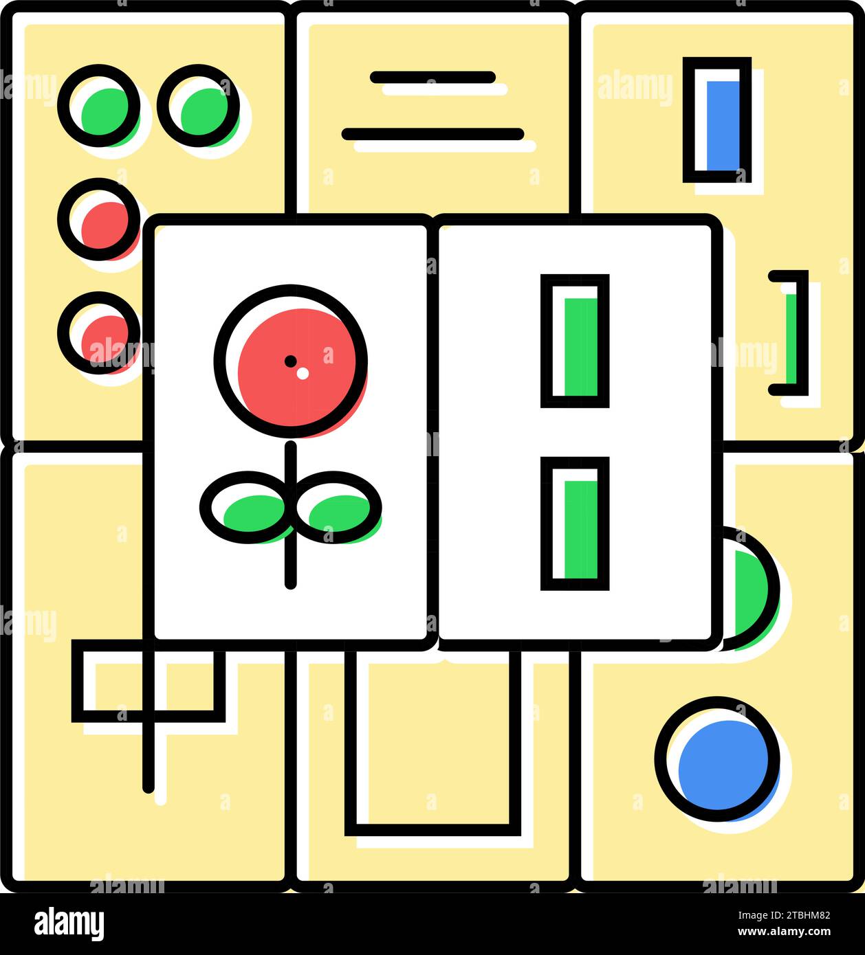 mahjong tiles board table color icon vector illustration Stock Vector ...