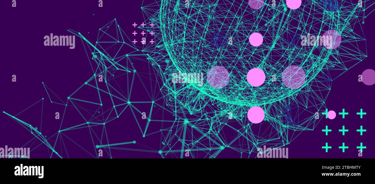 Abstract sphere background with plexus effect. 3D surface. Hand made ...