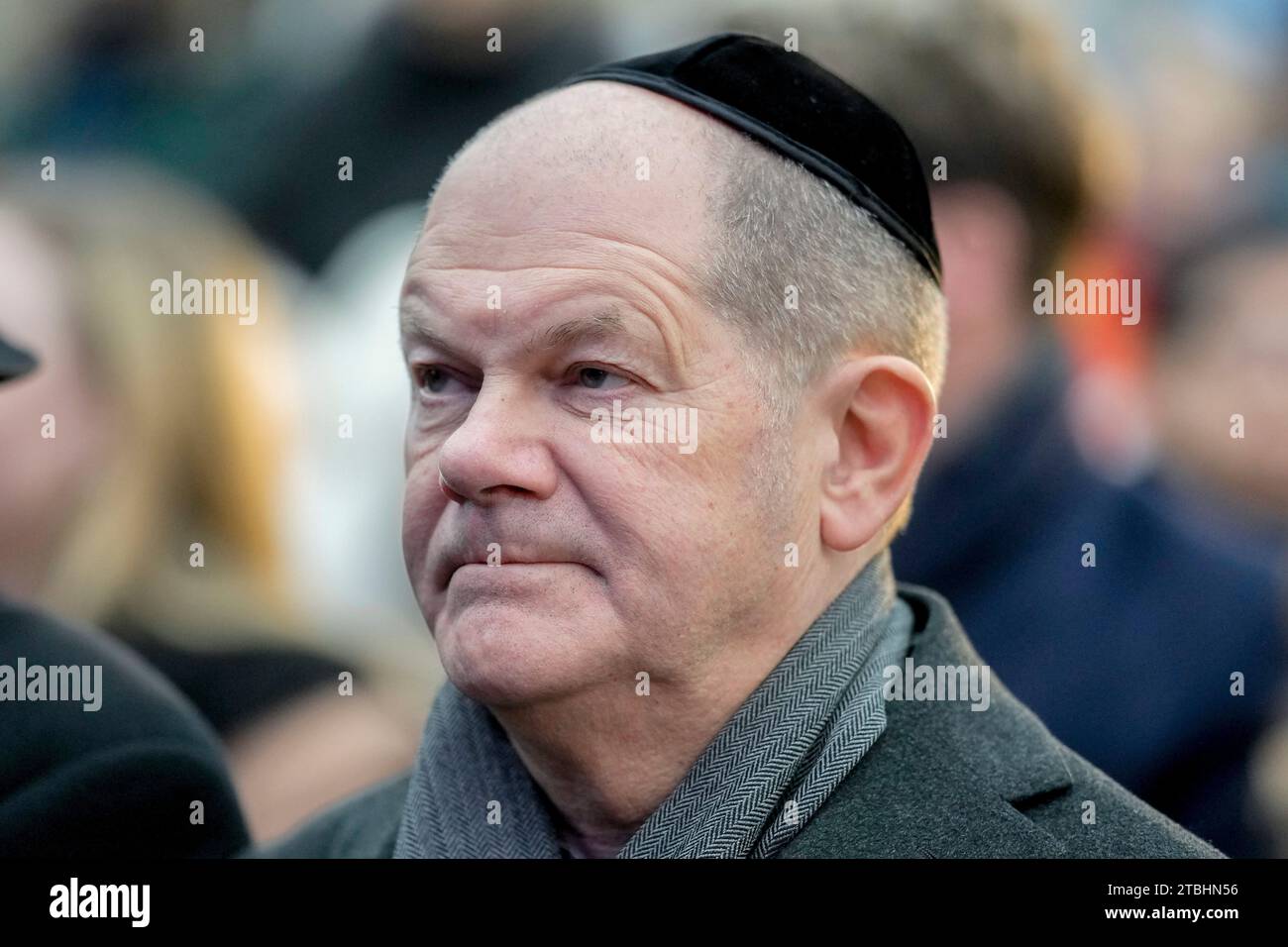German Chancellor Olaf Scholz attends the ceremony to light the first ...