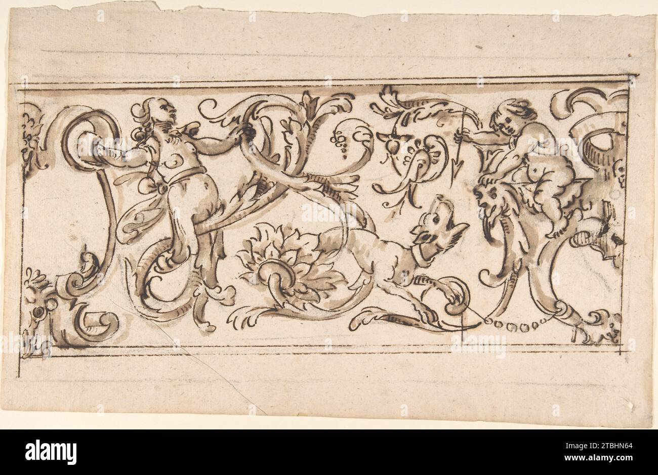 Drawing for a Frieze with Rinceau and Grotteschi 1934 by Anonymous ...