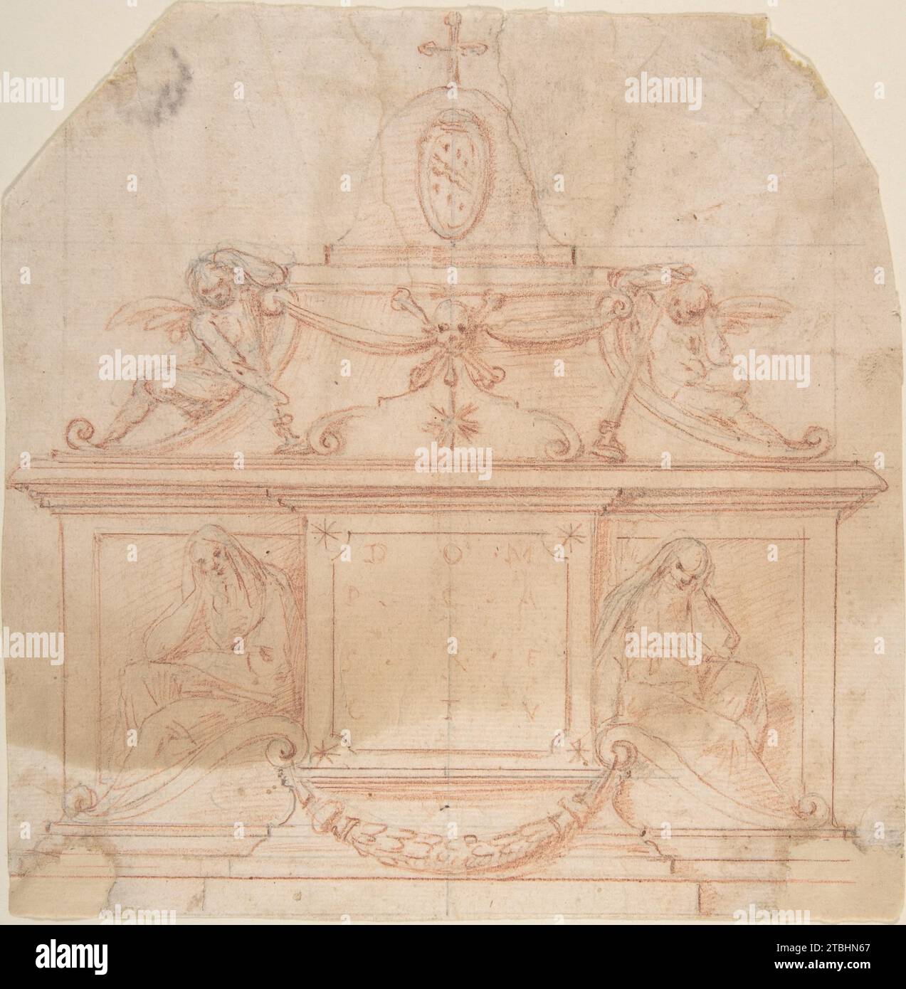 Tomb Monument with Crucifix and Coat of Arms 1917 by Anonymous, Italian ...