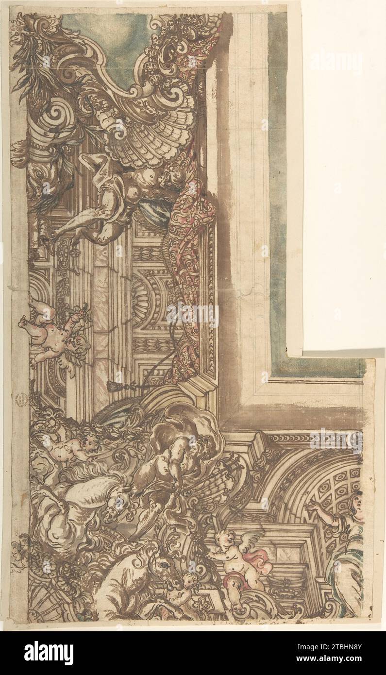 Ceiling Design with Neptune in Corner 1880 by Anonymous, Italian, 17th ...
