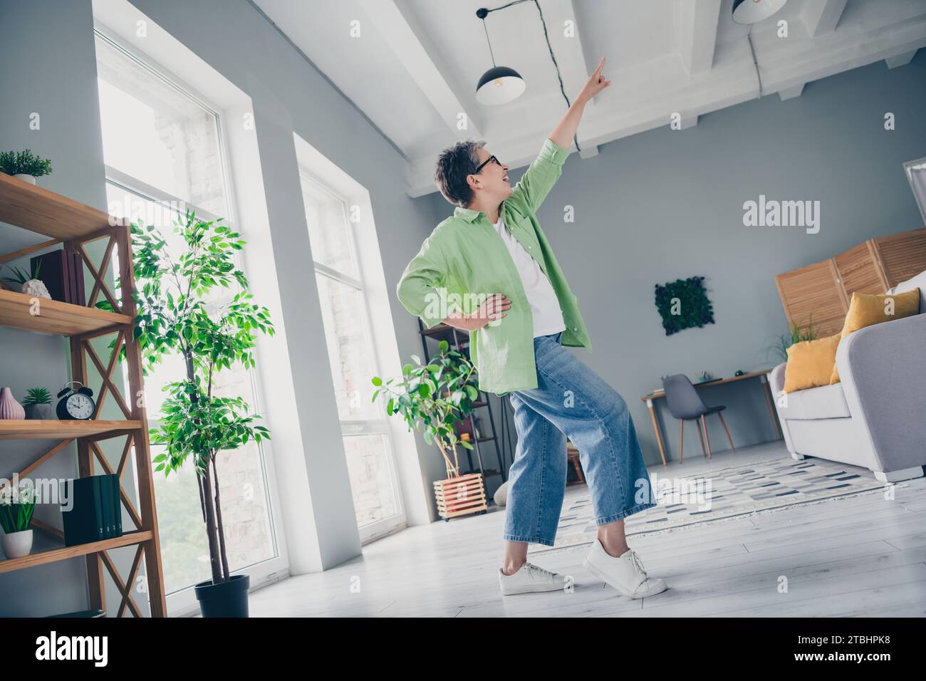 Full size body photo of carefree funky business specialist finally ...