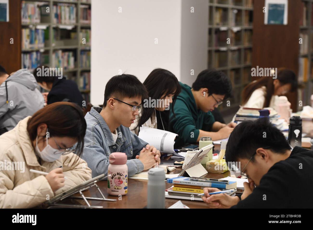 NANJING, CHINA - DECEMBER 7, 2023 - College students review for exams at the library of Nanjing ...