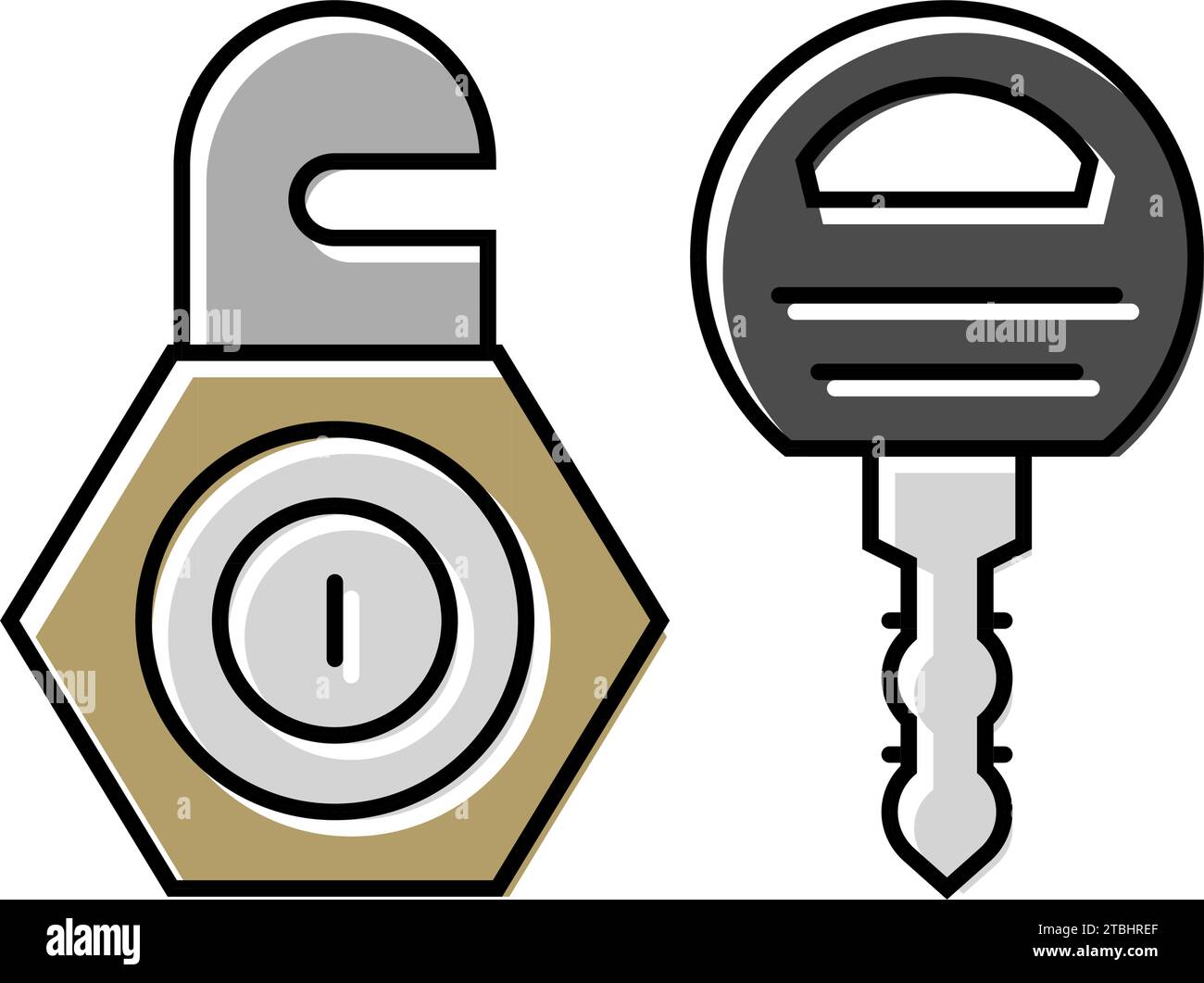 cam lock key hardware furniture fitting color icon vector illustration ...