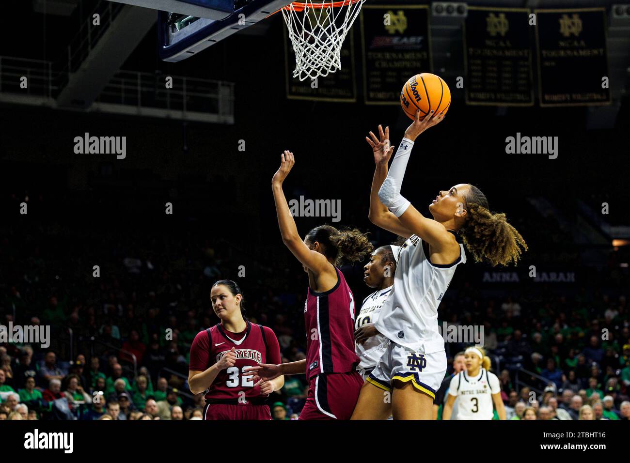 December 06, 2023: Notre Dame forward Natalija Marshall (15) goes up ...