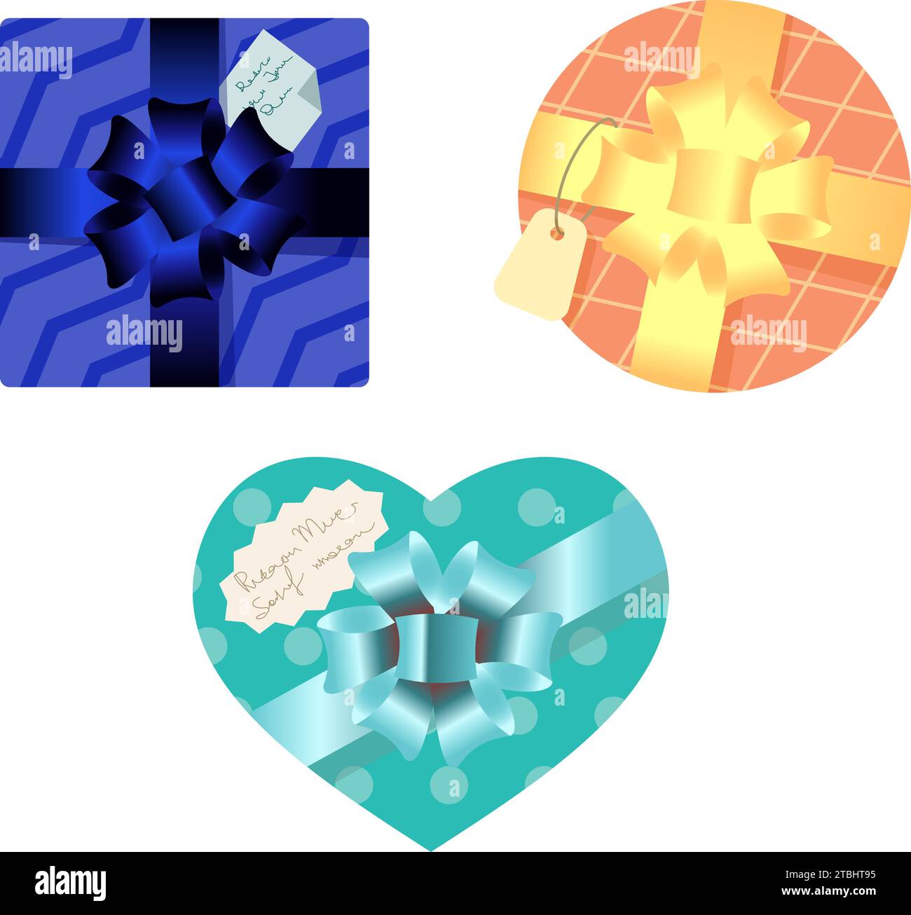 Christmas and Birthday present boxes in shape of heart, circle, and ...