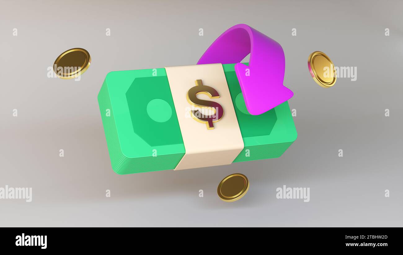 Replenishment of the Cash Balance. Stack of Money with Dollar Sign and ...