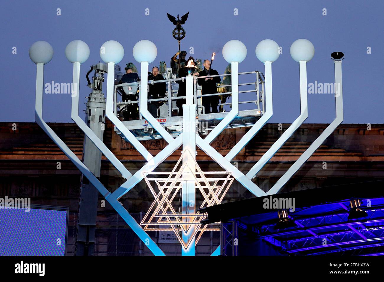 German Chancellor Olaf Scholz, right, and Rabbi Yehuda Teichtal attend ...