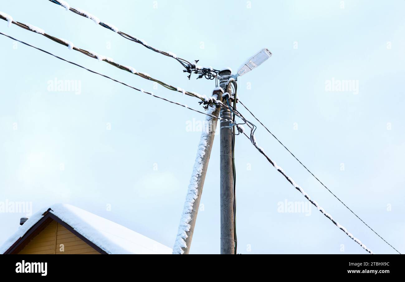 Electric pole of street lighting in rural areas Stock Photo - Alamy