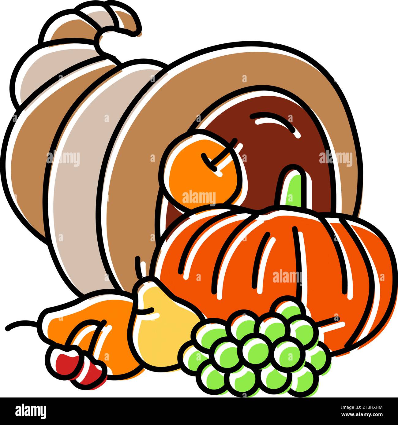 harvest cornucopia autumn season color icon vector illustration Stock ...