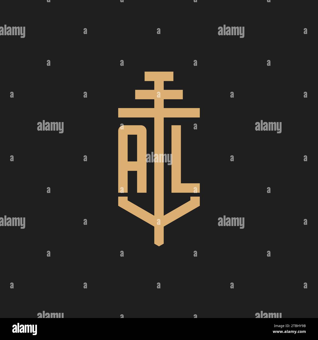 AL initial logo monogram with pillar icon design vector, law firm logo ...