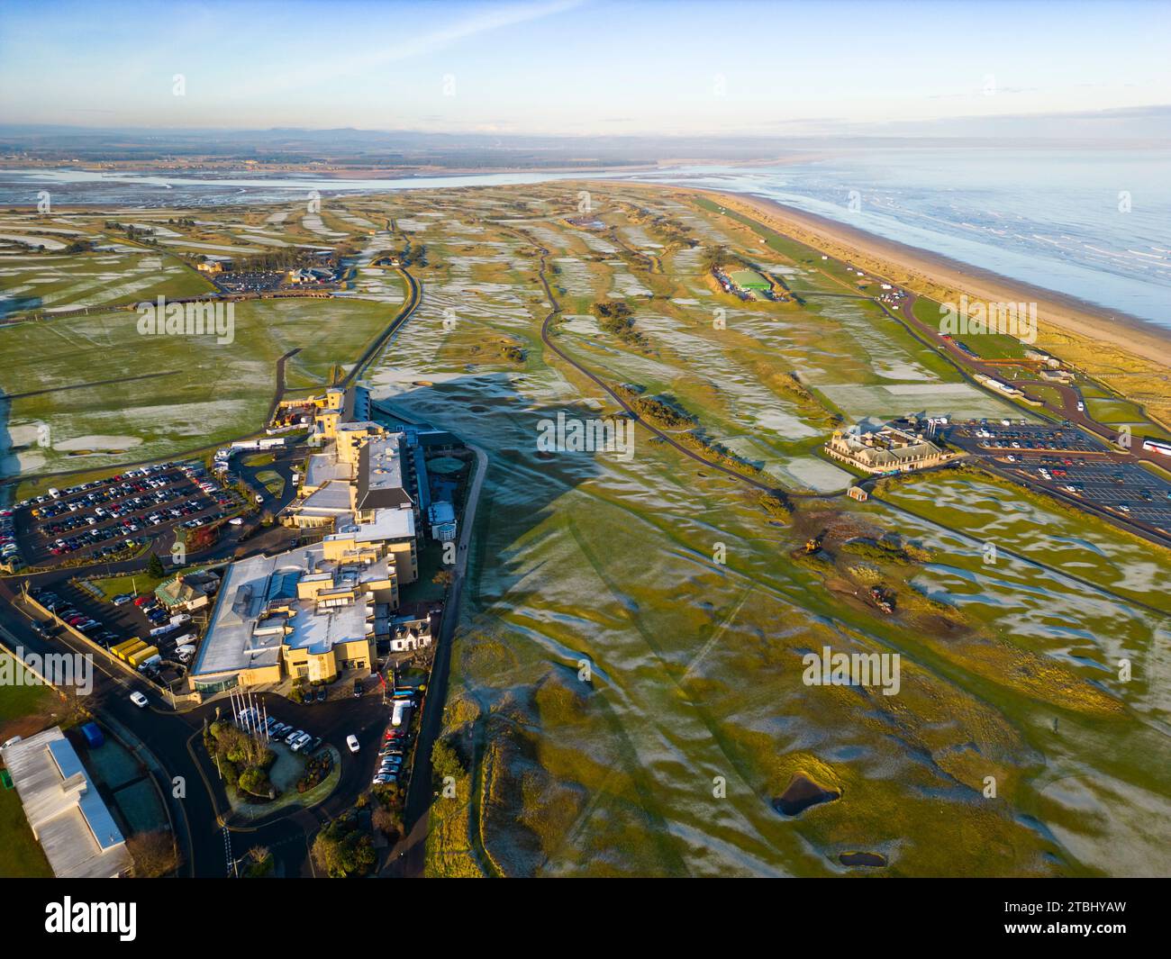 Aerial view of the Old Course Hotel, Golf Resort and Spa and many golf ...