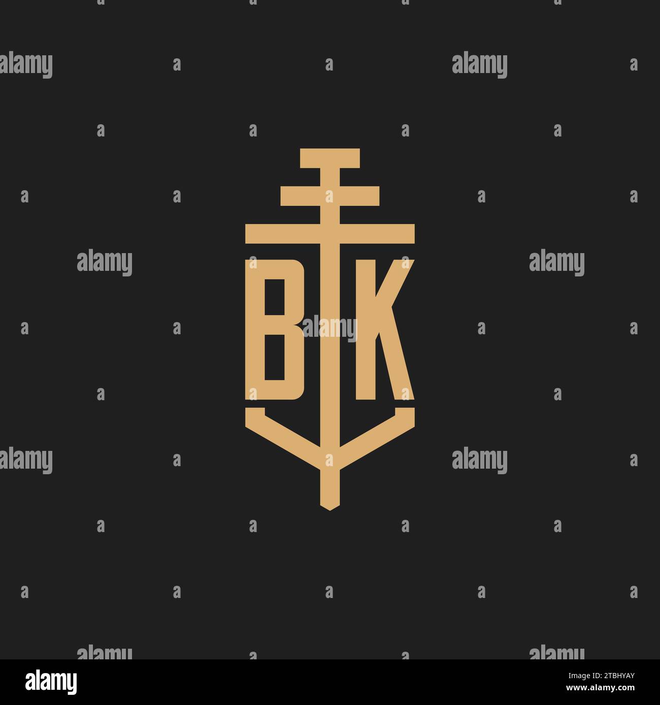 BK initial logo monogram with pillar icon design vector, law firm logo ...