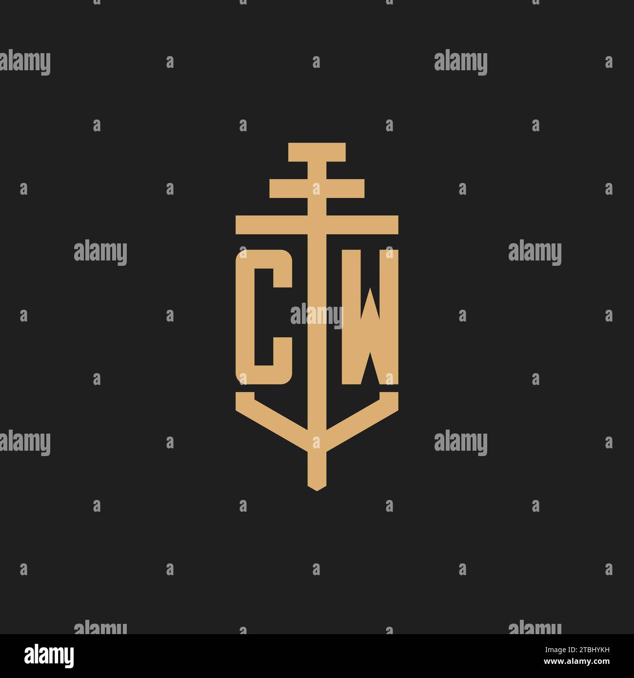 CW initial logo monogram with pillar icon design vector, law firm logo ...