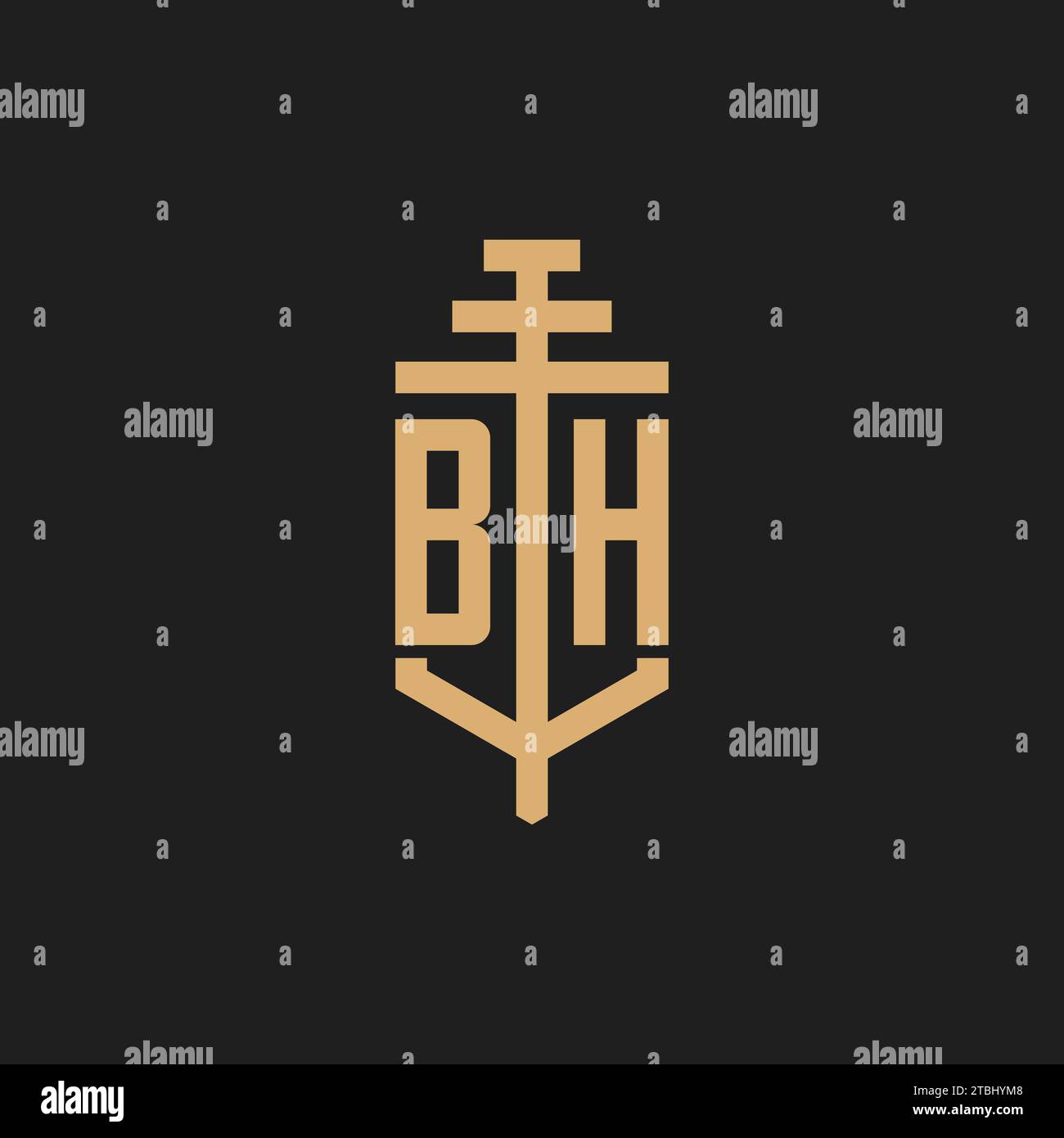 BH initial logo monogram with pillar icon design vector, law firm logo ...