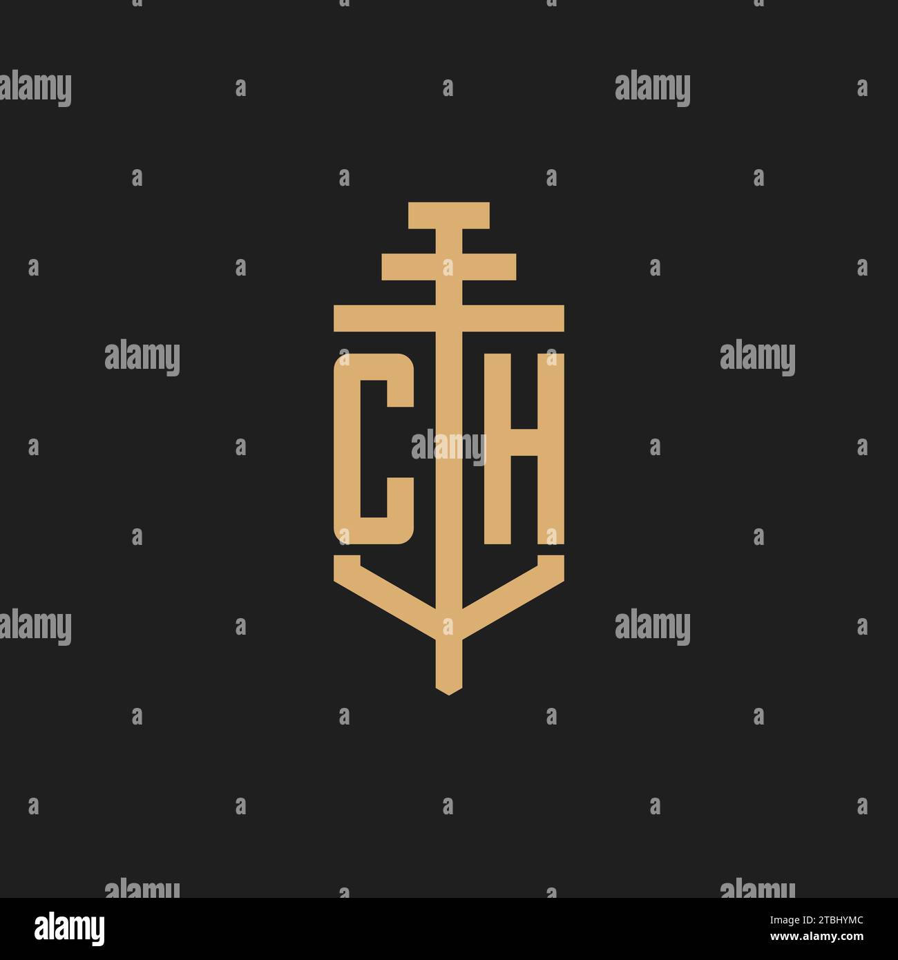 CH initial logo monogram with pillar icon design vector, law firm logo ...