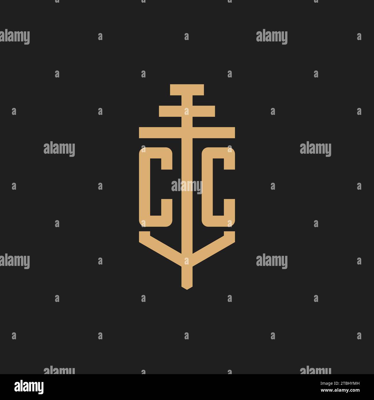 CC initial logo monogram with pillar icon design vector, law firm logo ...