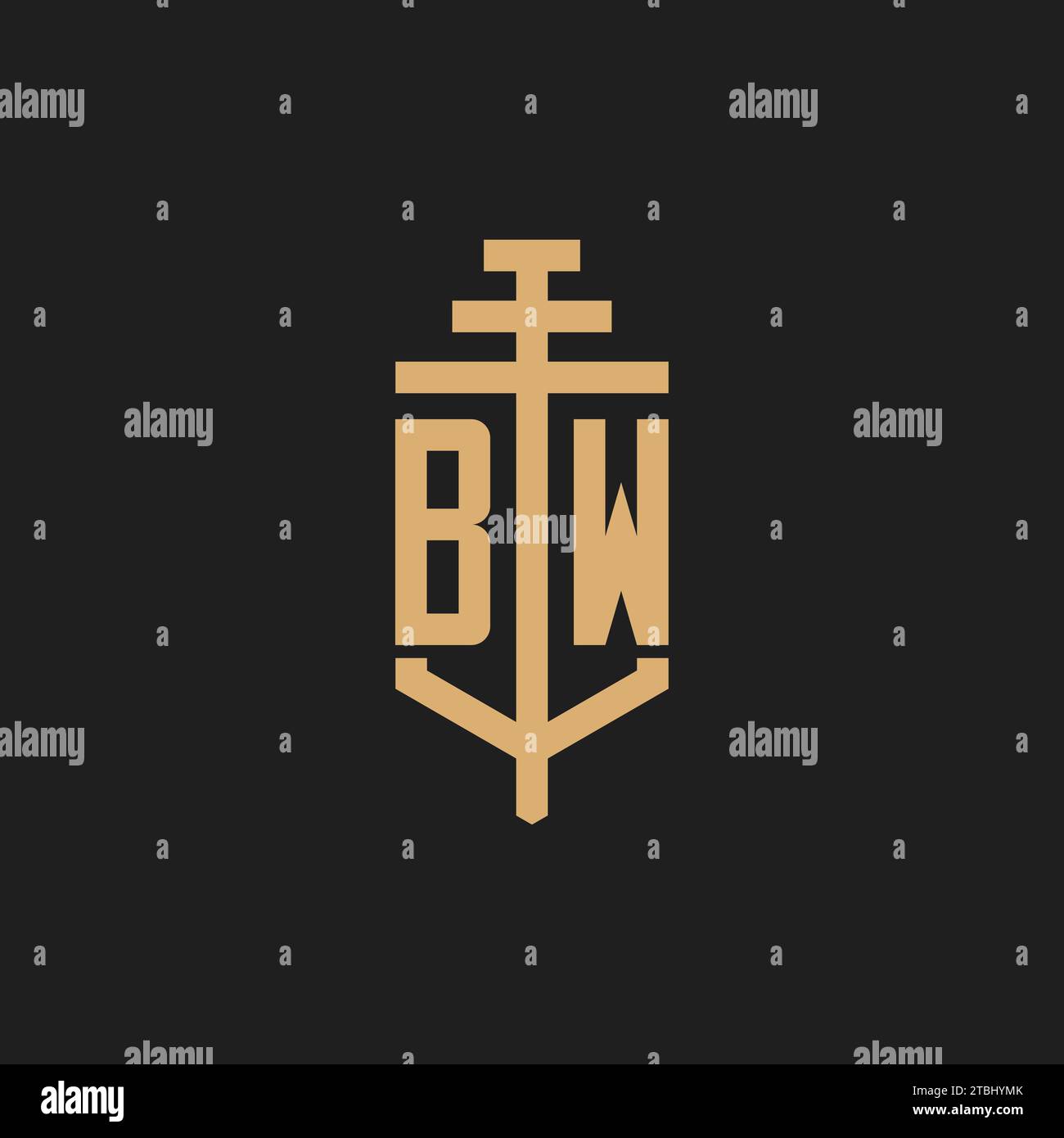 BW initial logo monogram with pillar icon design vector, law firm logo ...