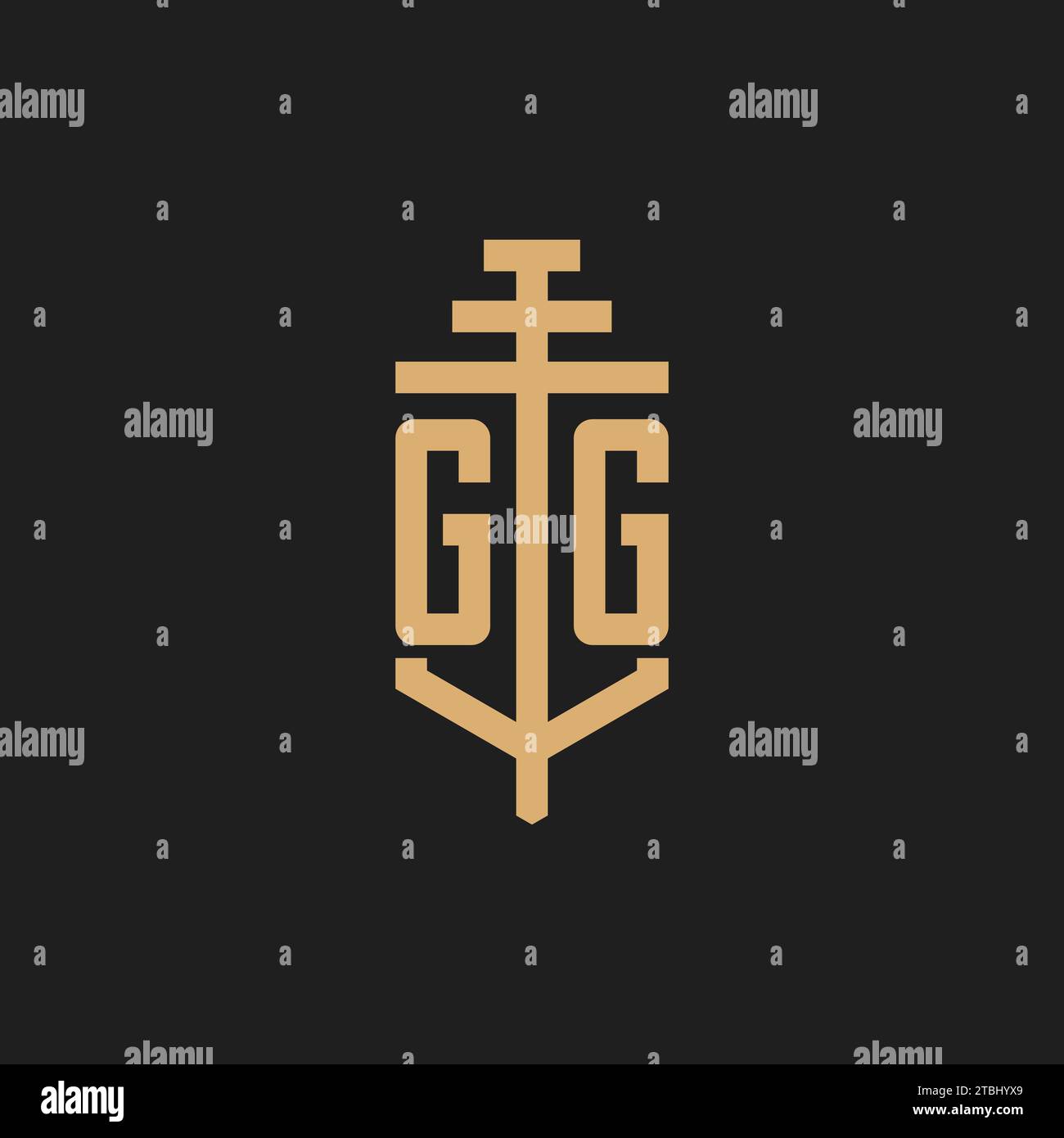 GG initial logo monogram with pillar icon design vector, law firm logo ...