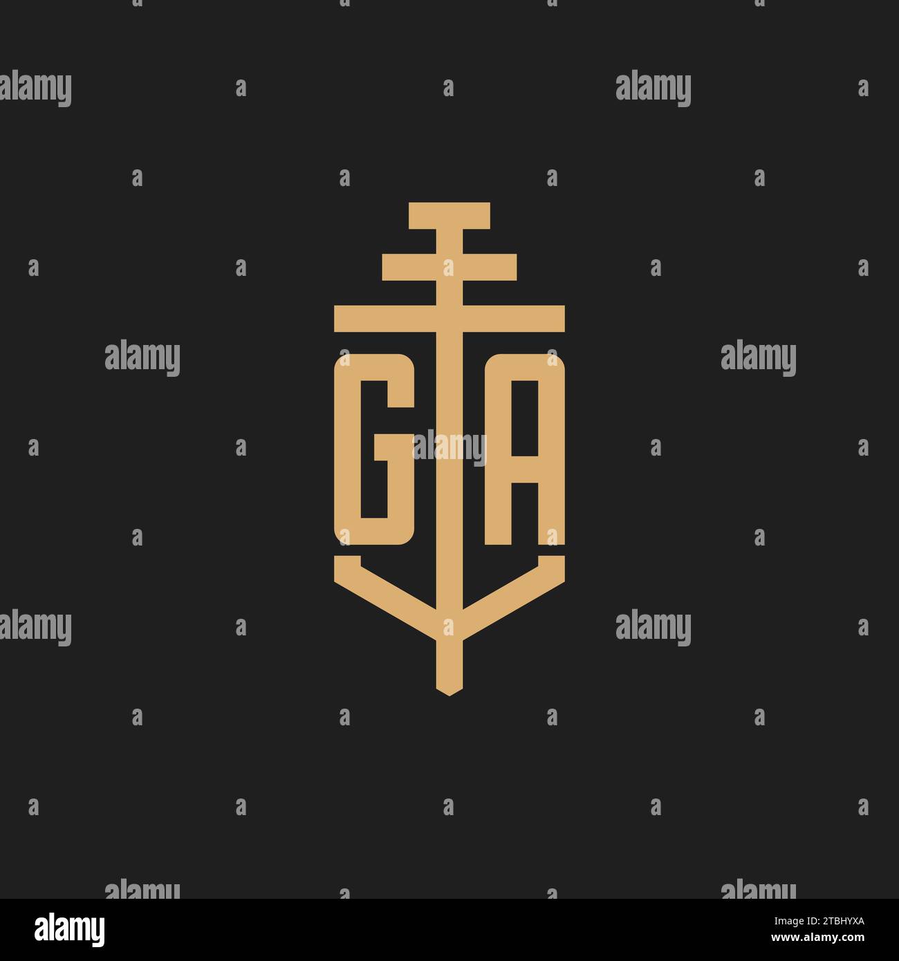 GA initial logo monogram with pillar icon design vector, law firm logo ...