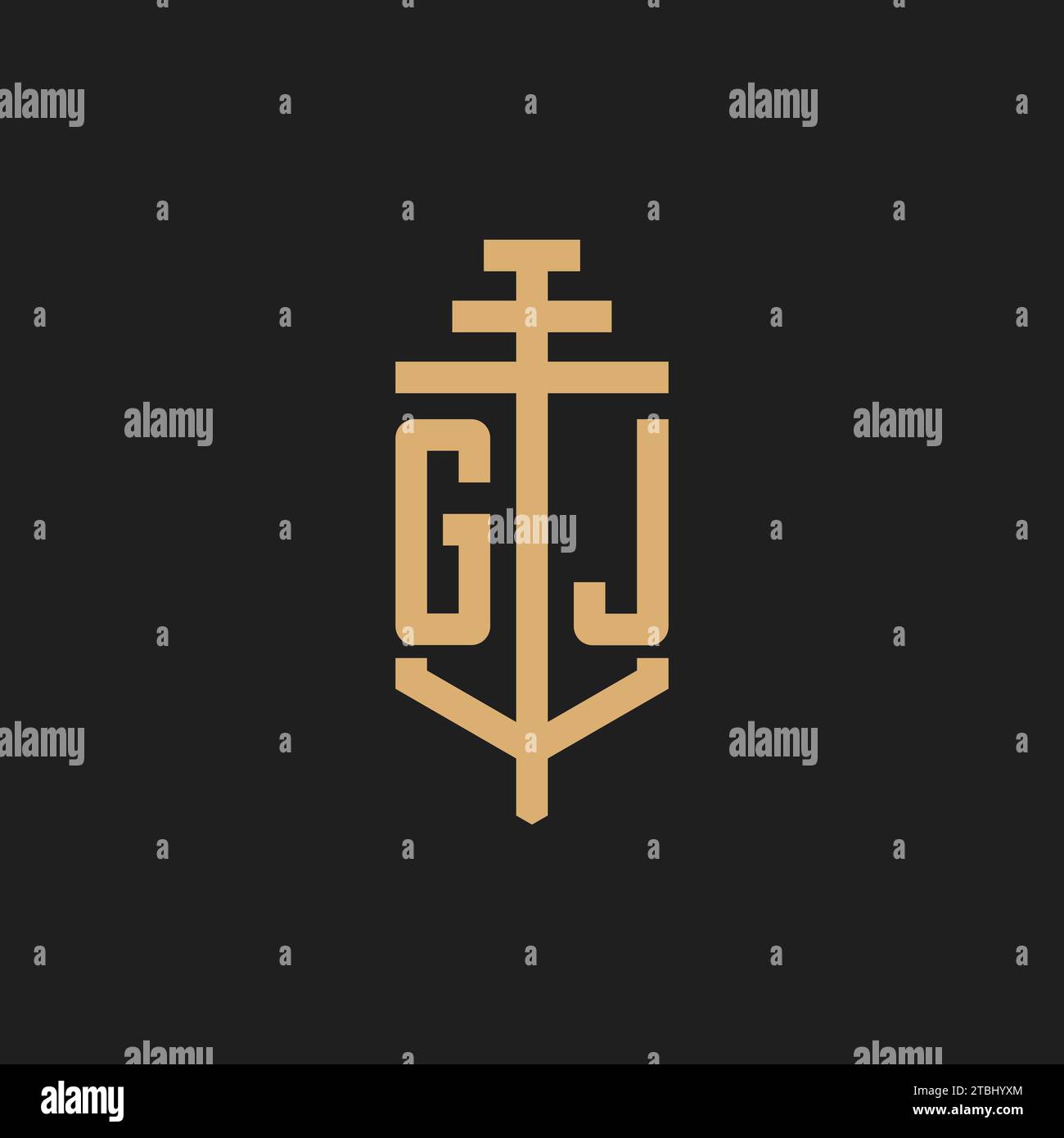 GJ initial logo monogram with pillar icon design vector, law firm logo ...