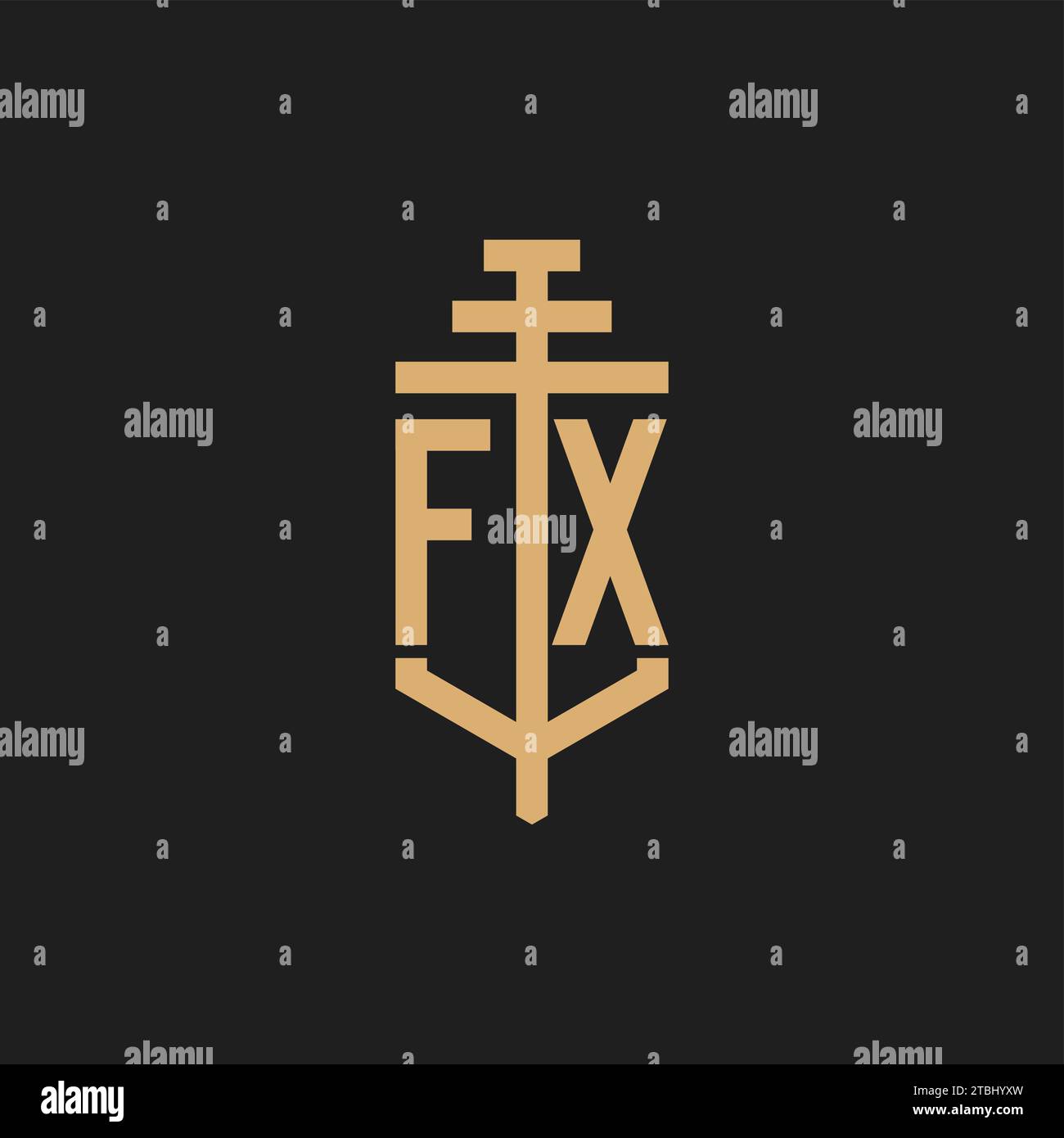 FX initial logo monogram with pillar icon design vector, law firm logo ...