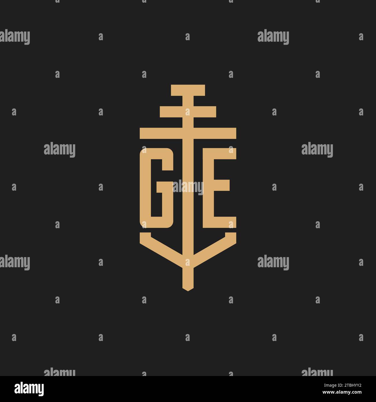 GE initial logo monogram with pillar icon design vector, law firm logo design inspiration Stock ...