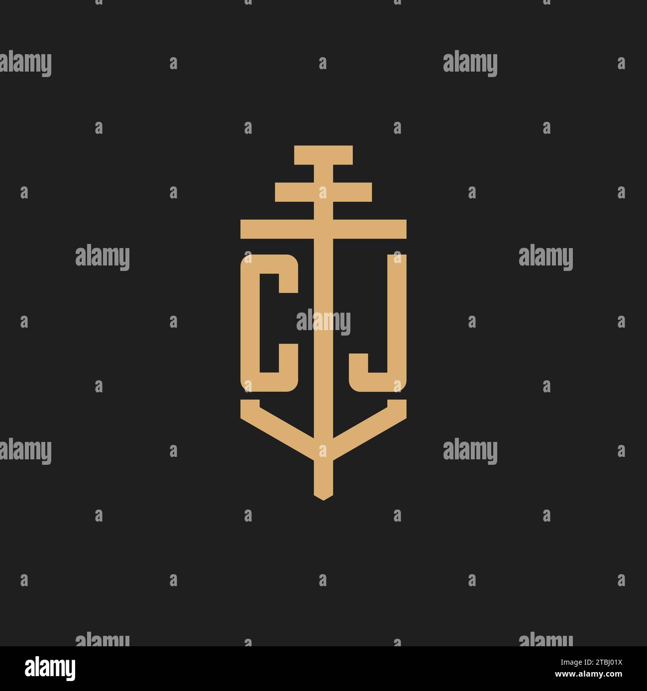 CJ initial logo monogram with pillar icon design vector, law firm logo ...