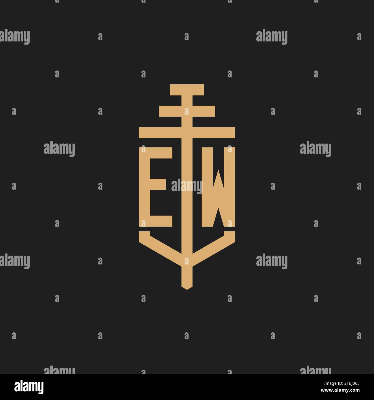 EW initial logo monogram with pillar icon design vector, law firm logo ...